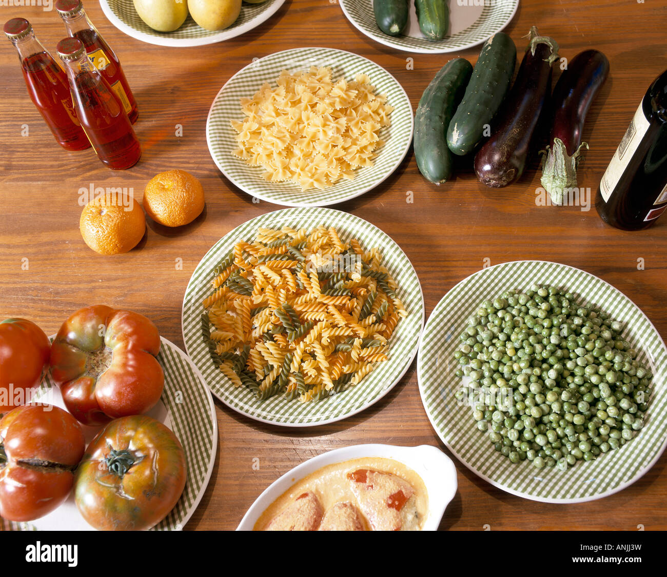View of various food items on a table Stock Photo - Alamy