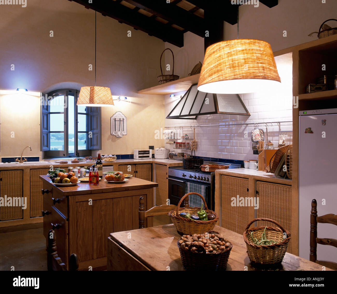 View of a well equipped kitchen Stock Photo - Alamy