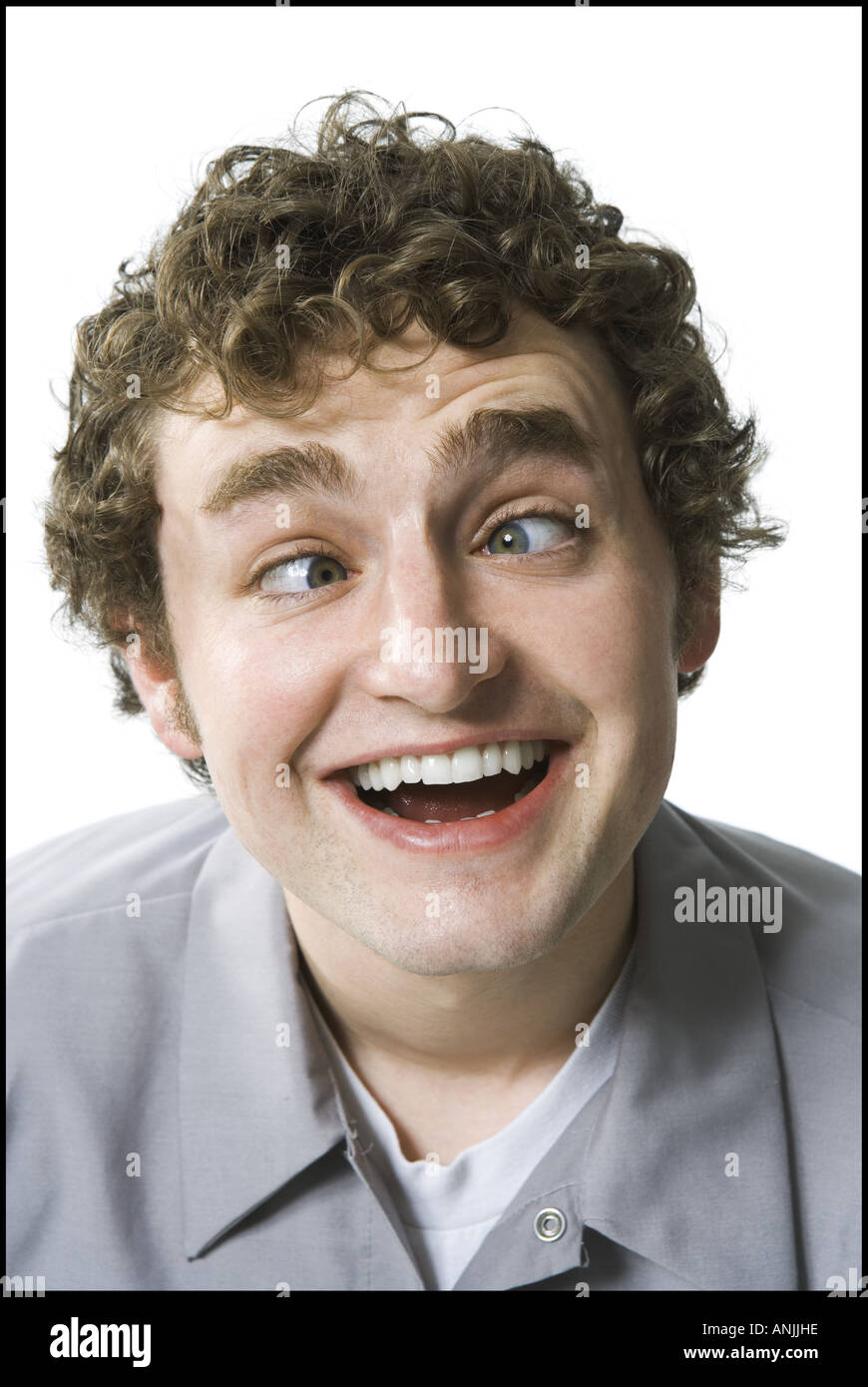 Curly hair brown eye man head shot hi-res stock photography and images ...