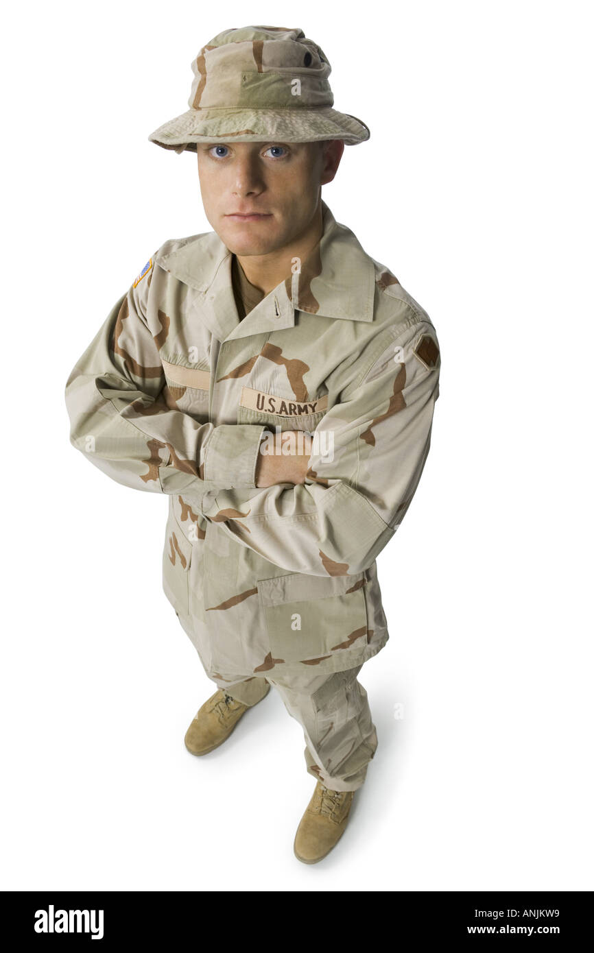 Man in military uniform standing Cut Out Stock Images & Pictures - Alamy