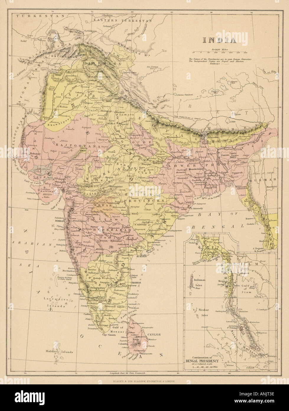 Map showing india hi-res stock photography and images - Alamy