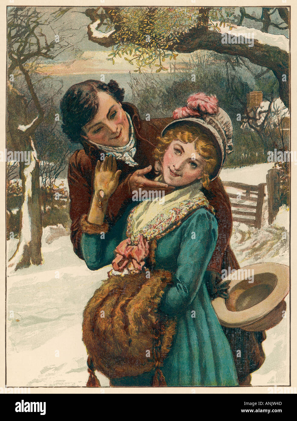 Couple kissing under mistletoe hi-res stock photography and images - Alamy