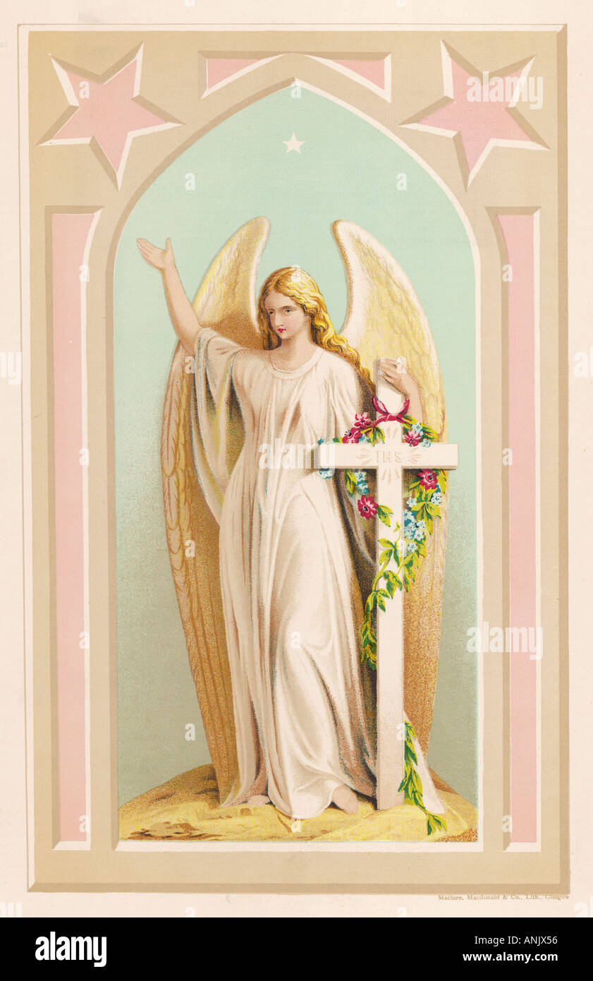 Angel with cross hi-res stock photography and images - Alamy