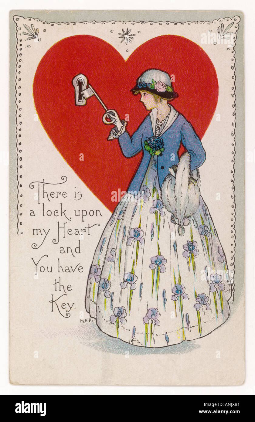 Valentine Card Lock Key Stock Photo - Alamy