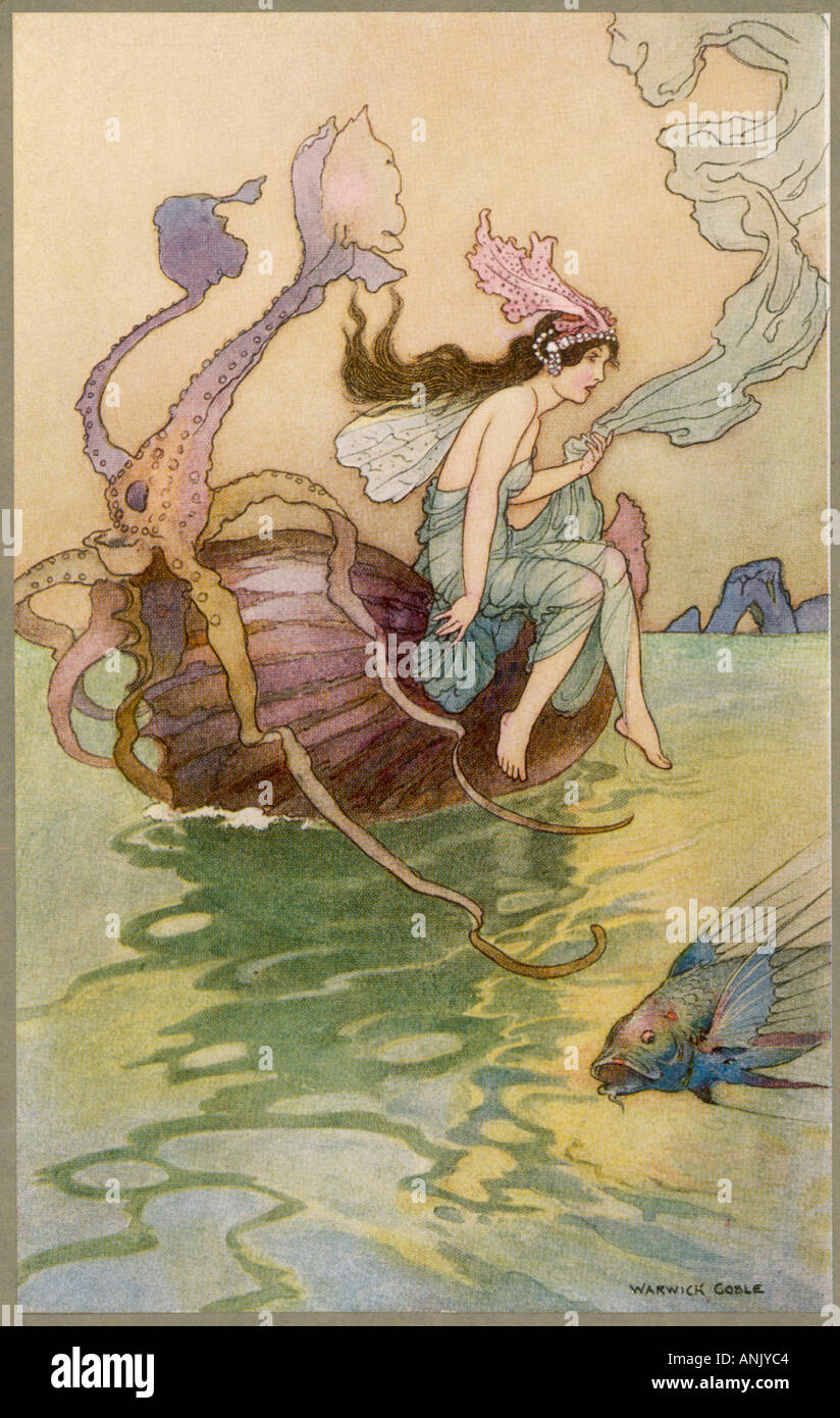 Water Nymph And Fishes Stock Photo - Alamy