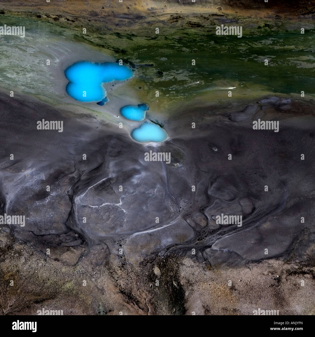 Aerial photo of rivers and lakes in the highlands of Iceland Stock ...