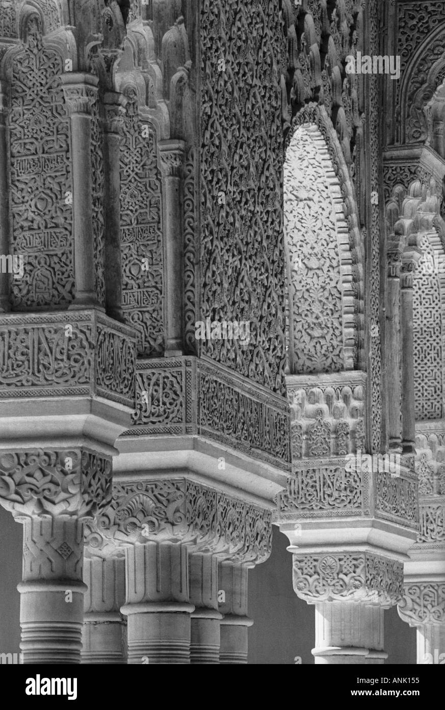 Alhambra Palace Granada Spain Carved columns inside Court of the Lions ...