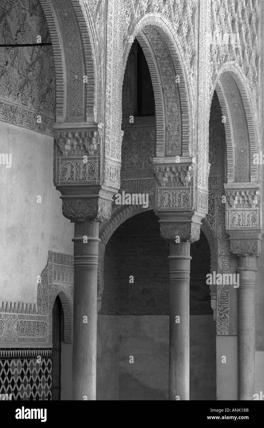 Alhambra Palace Granada Spain Carved columns inside Court of the Lions ...