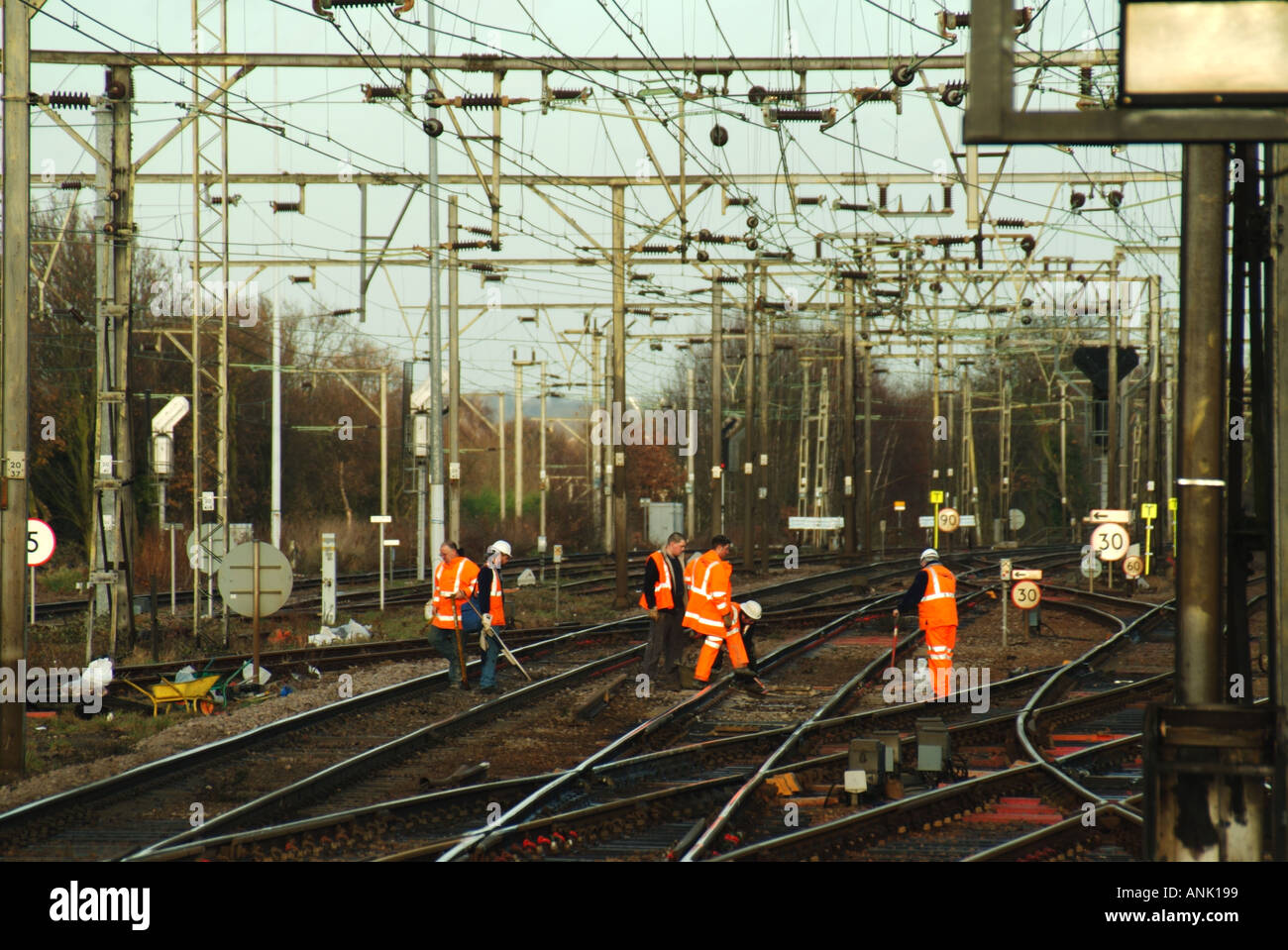 Railway maintenance workers on track maintenance Stock Photo - Alamy