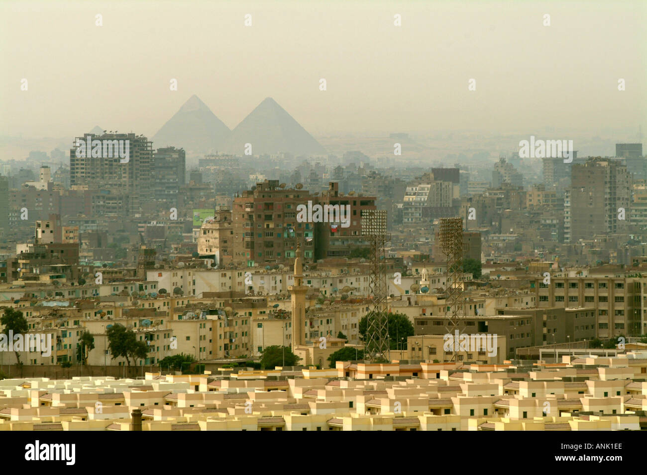 View across Cairo and the pyramids from the Citadel Stock Photo - Alamy