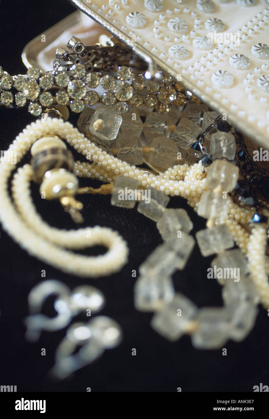 COLLECTION OF JEWELLERY TUMBLING FROM PURSE Stock Photo - Alamy