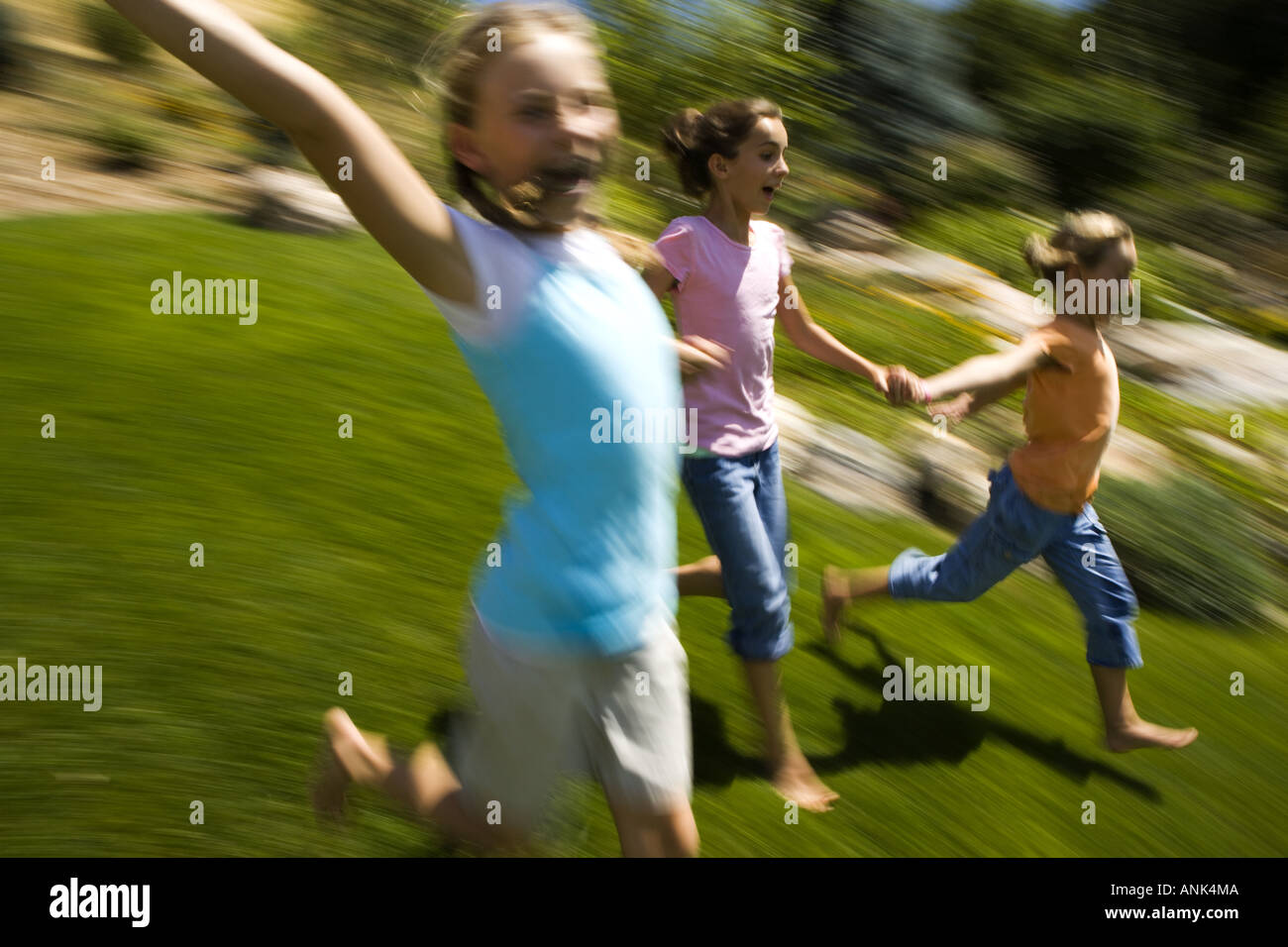 Child Running Holding Hand Side View High Resolution Stock Photography ...