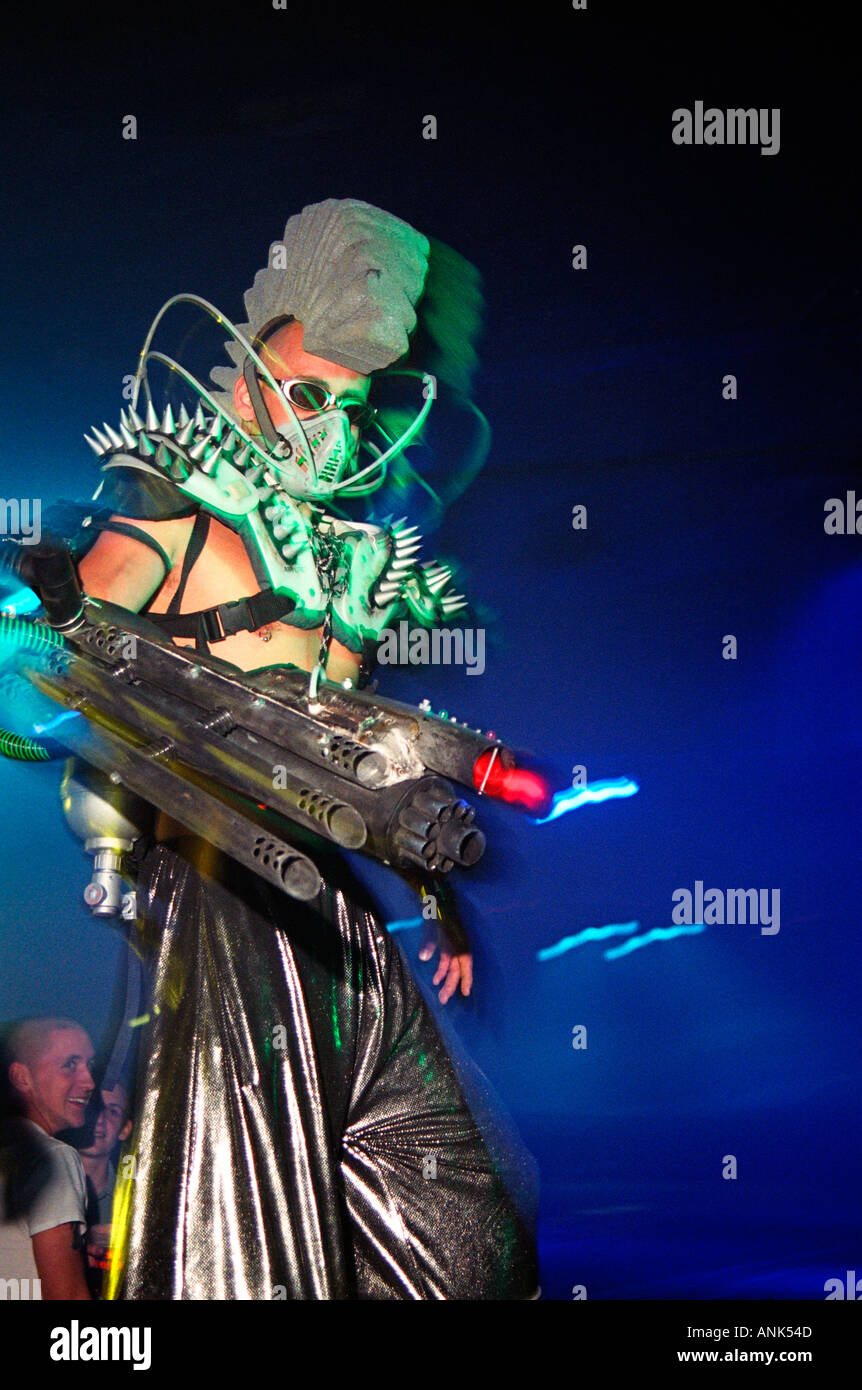 Stilt performer at dance rave Stock Photo - Alamy