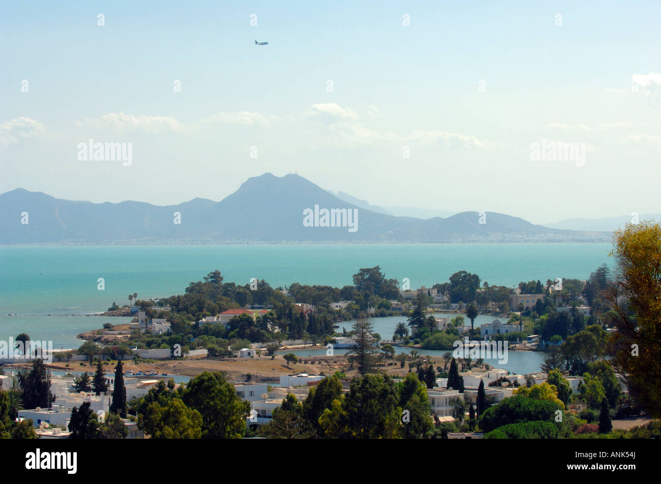 The view across the Punic Naval Ports to Cap Bon and the Gulf of Tunis ...