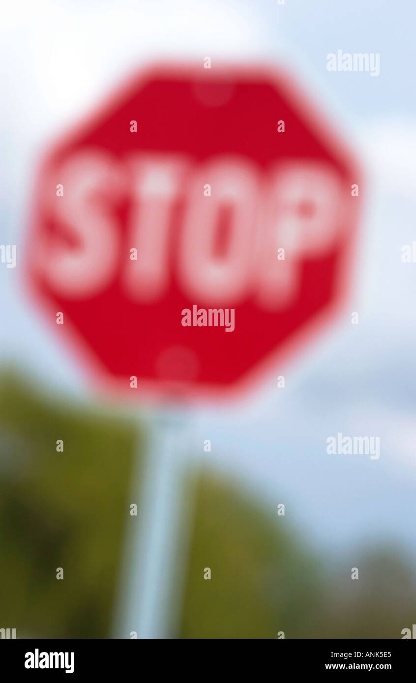 Blurry stop sign Stock Photo - Alamy