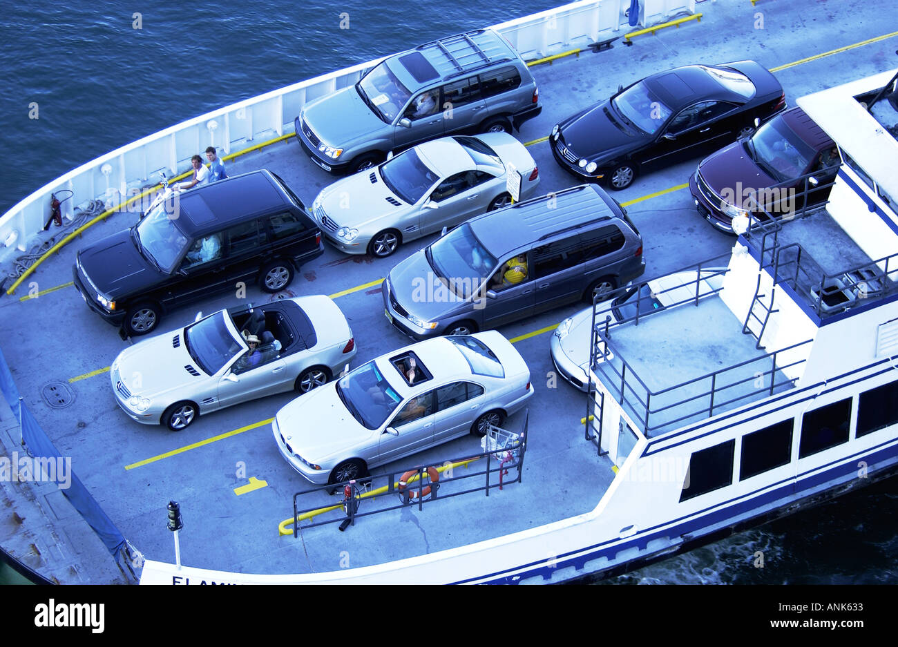 Vehicles on ferry Stock Photo - Alamy