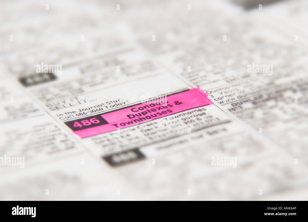 Real estate ad in classified section of newspaper Stock Photo - Alamy