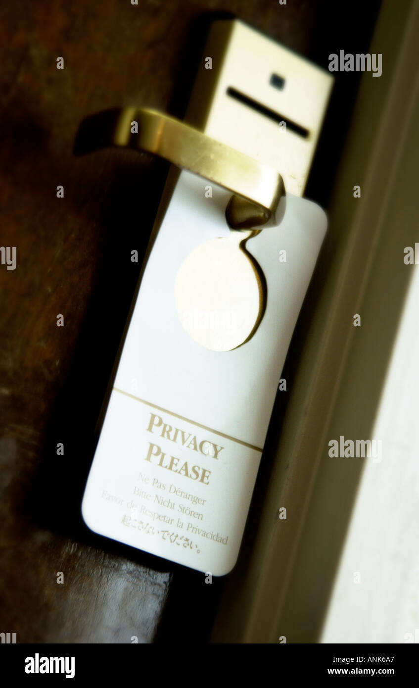 Privacy sign on hotel room door Stock Photo - Alamy