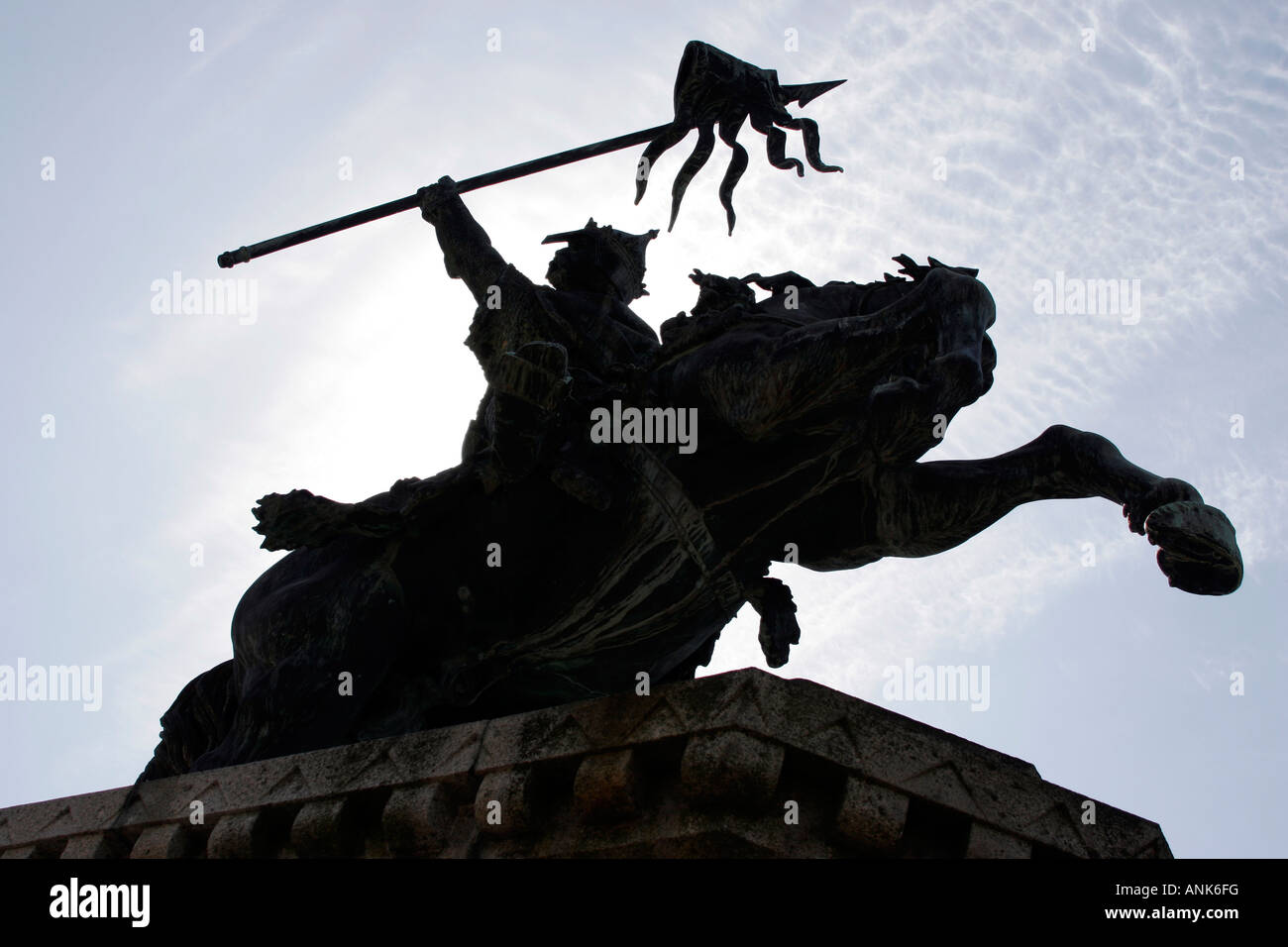 A statue of William the Conqueror in Falaise town centre, Normandy in ...