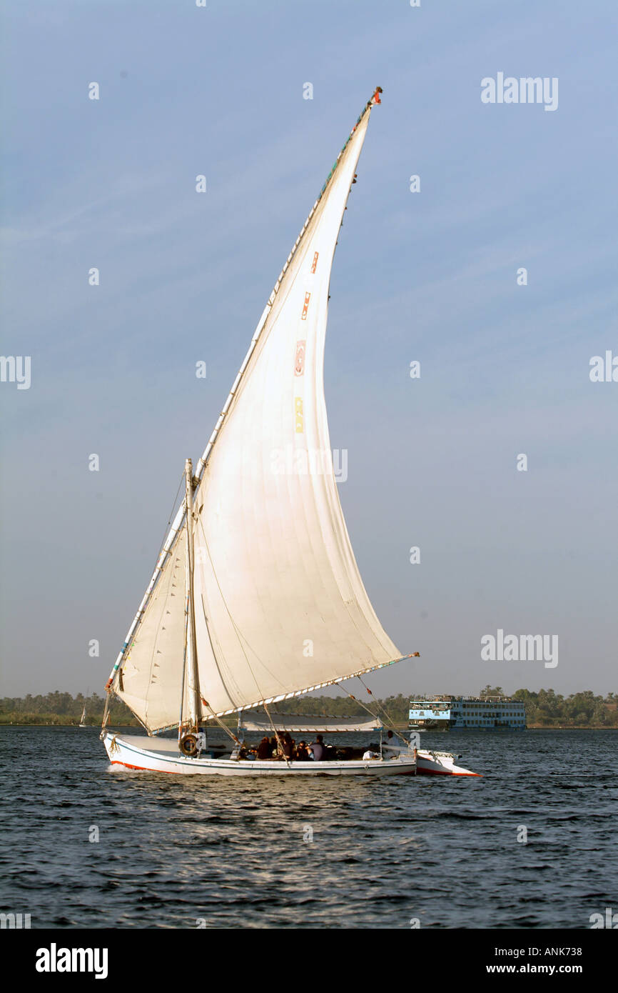 Felucca and cruise boat on the Nile river in Egypt Stock Photo - Alamy