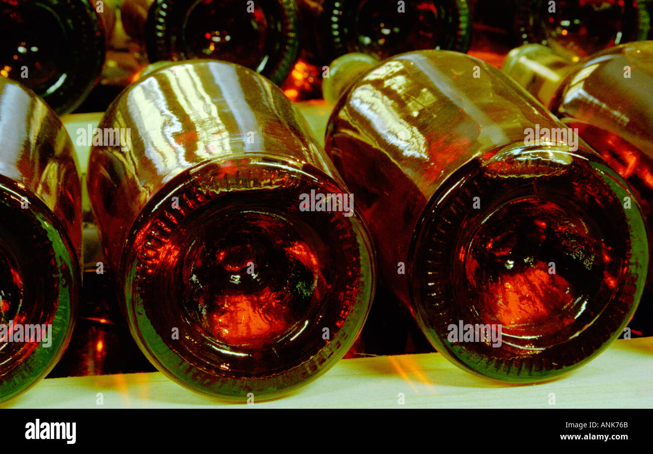 The Royal Tokaji Wine company in Mad: aging bottles of dark red-golden ...