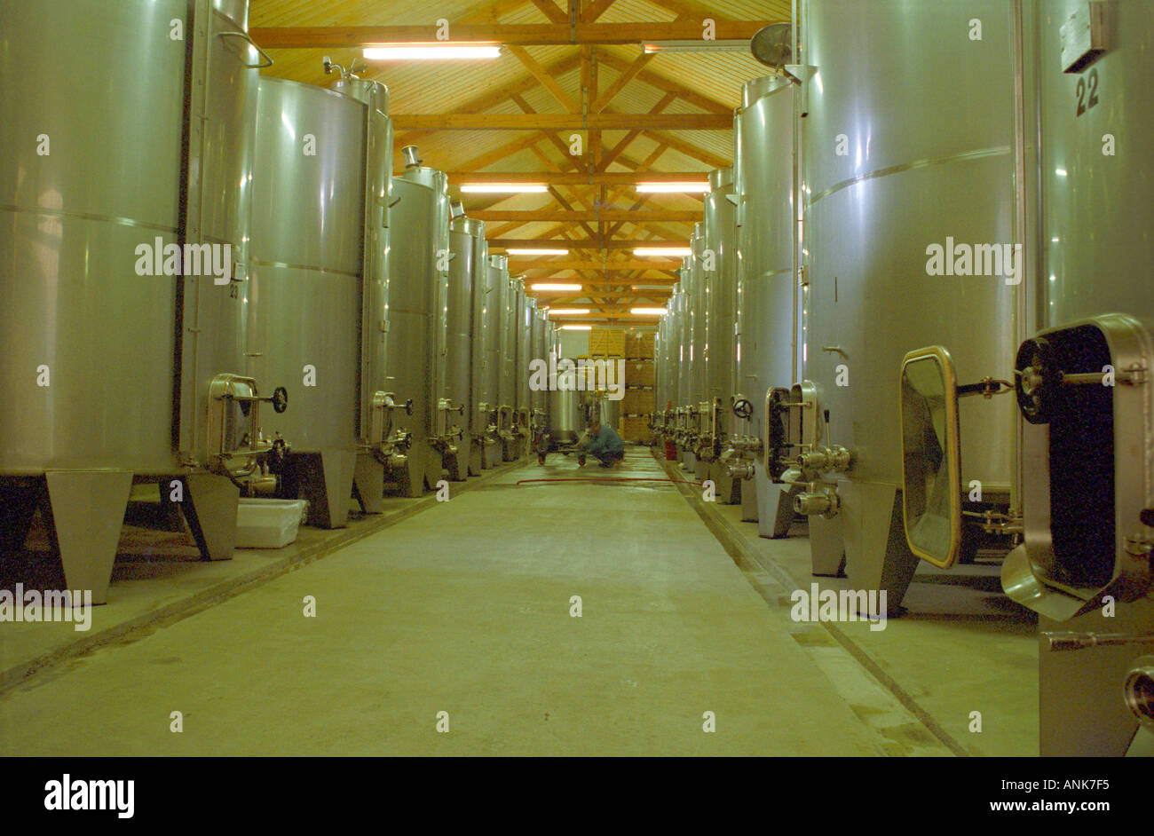 The Disznoko winery in Tokaj:: the vat room with big stainless steel ...