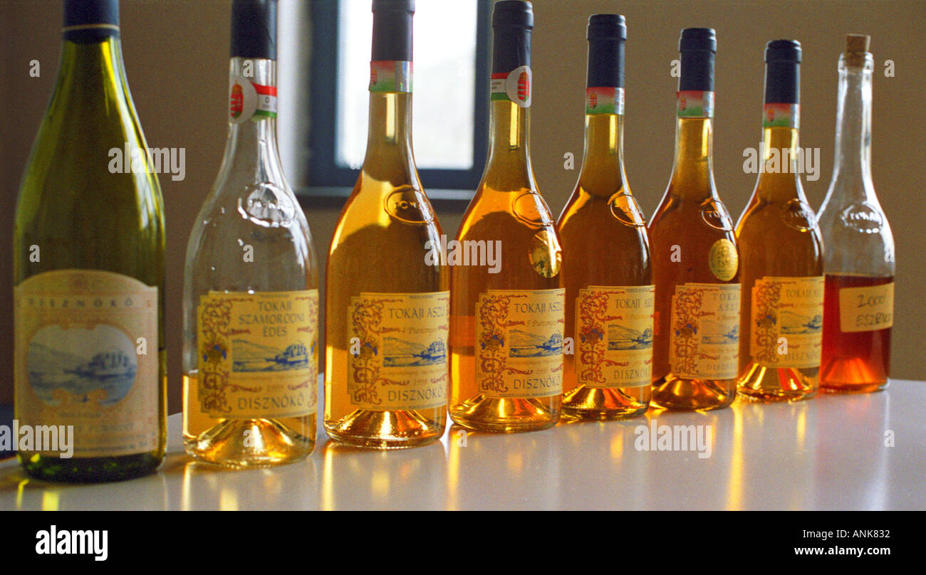 The Disznoko winery in Tokaj: in the tasting room, bottles of Tokaj ...