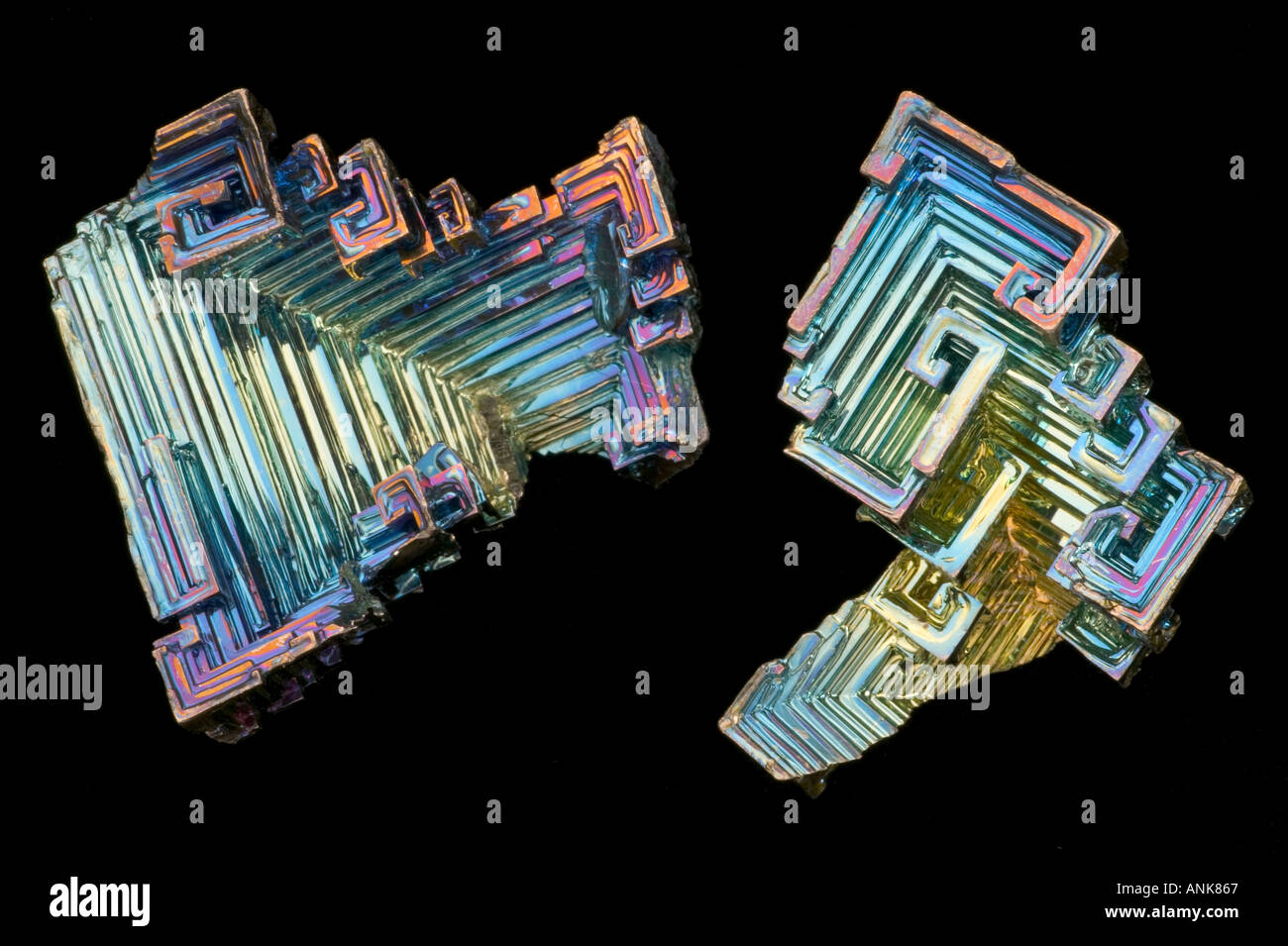 Bismuth crystals laboratory grown Stock Photo - Alamy