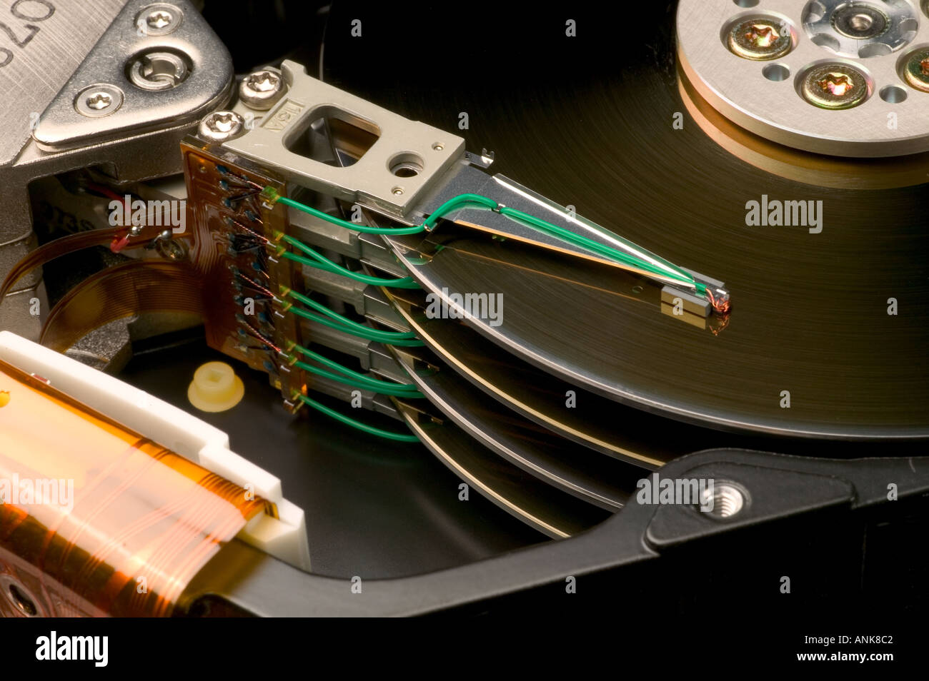 View inside a computer hardisk IDE hardrive Stock Photo - Alamy