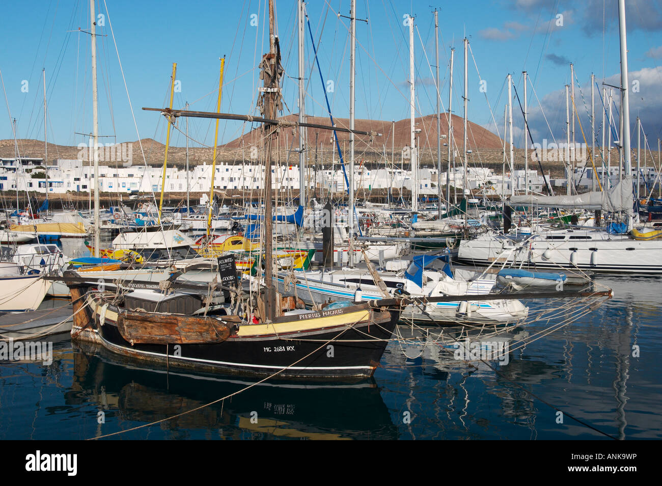 Caleta del Sebo marina on La Graciosa island in the Canary islands ...