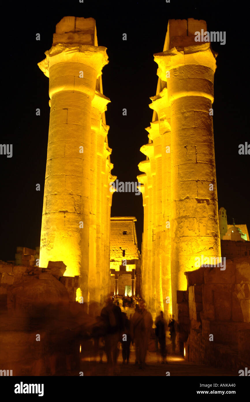 Interior of Luxor temple at night Egypt Stock Photo - Alamy