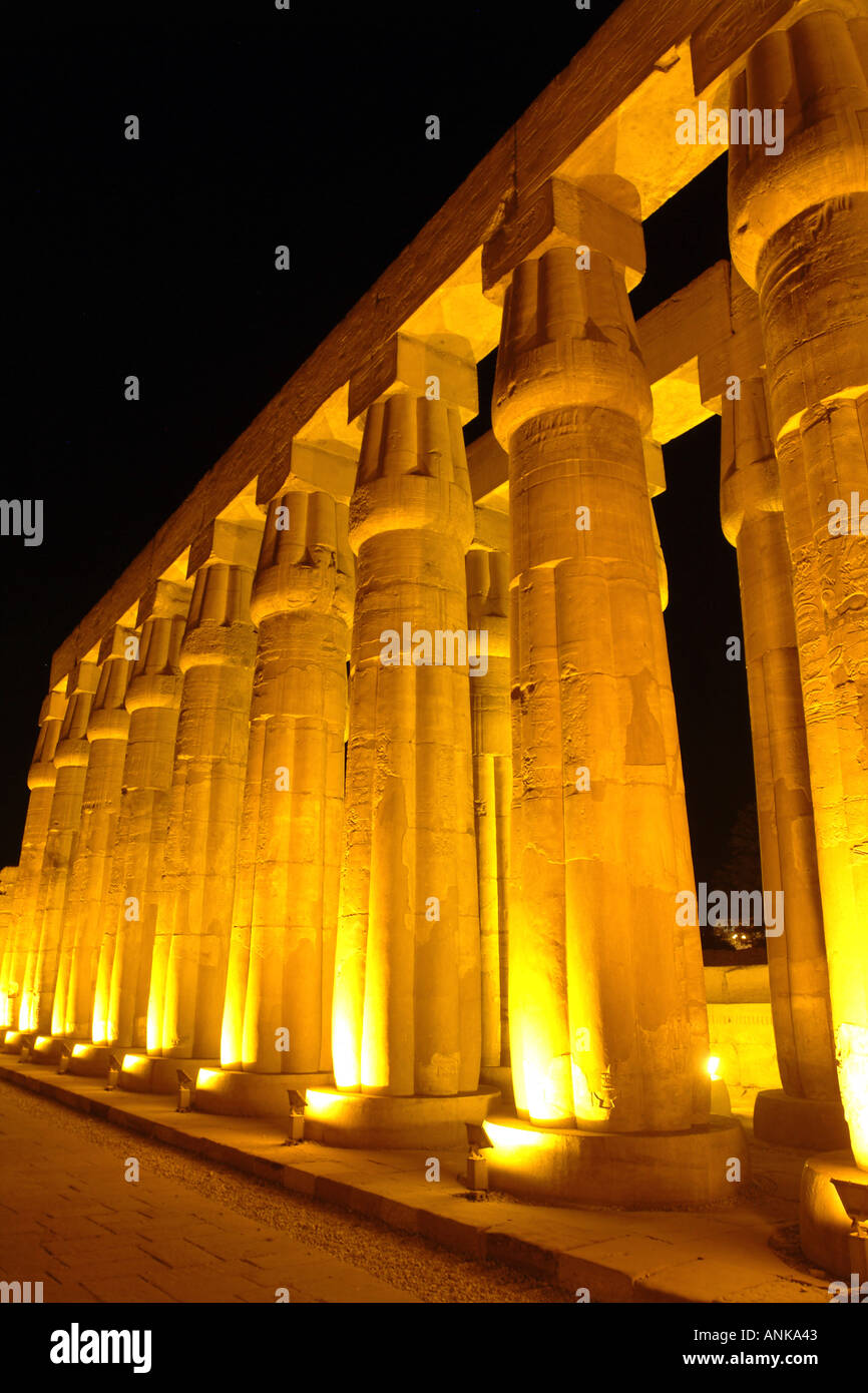 Interior of Luxor temple at night Egypt Stock Photo - Alamy
