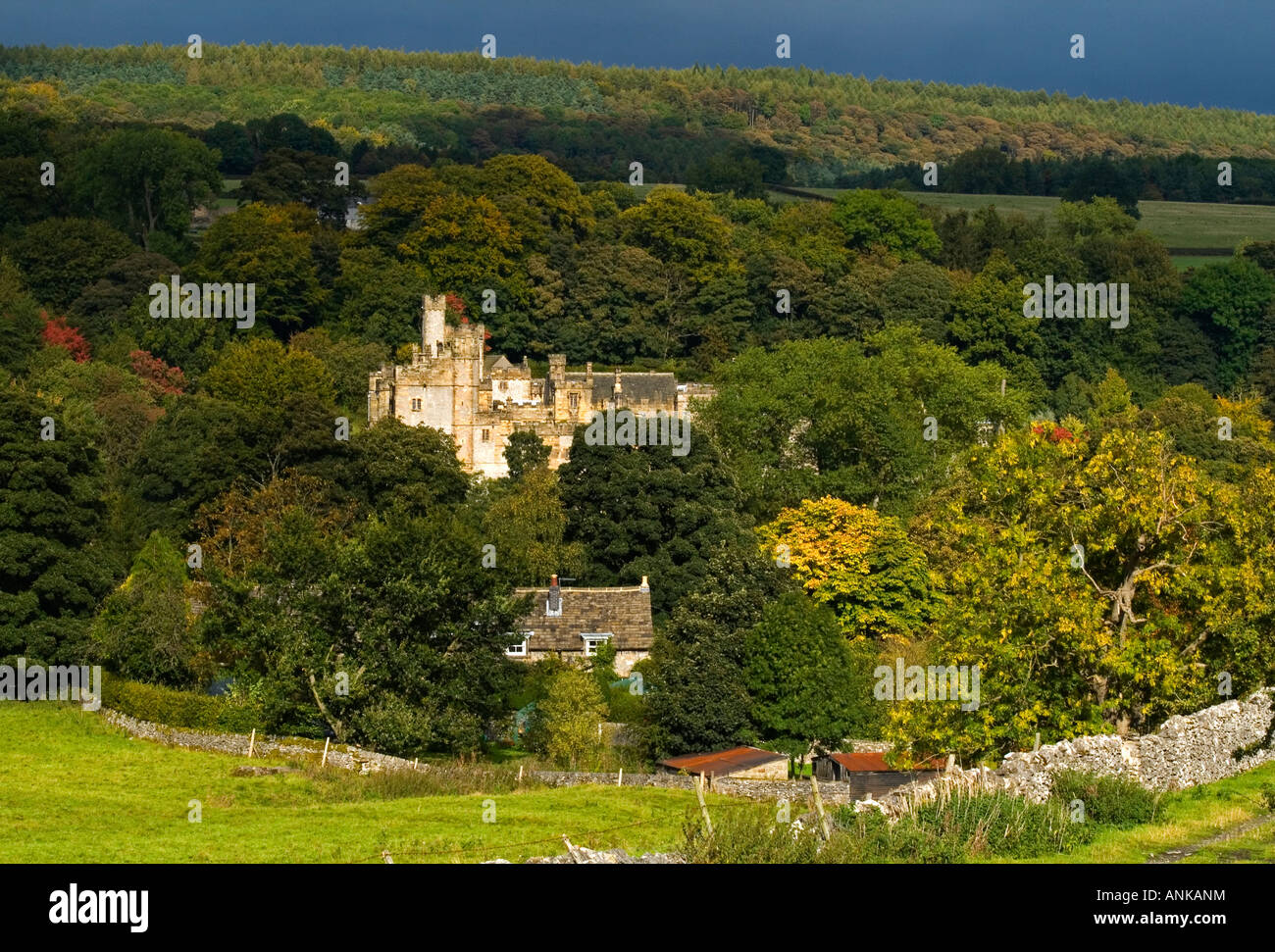 View of Haddon Hall near Bakewell in the Peak District National Park ...