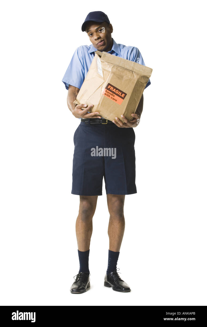 Man holding package silhouette hi-res stock photography and images - Alamy
