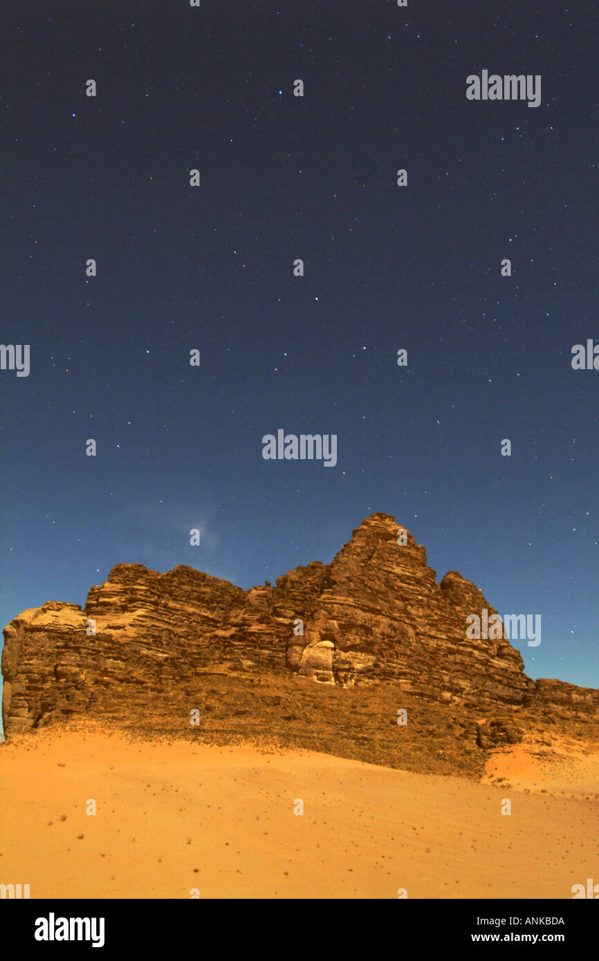 Wadi Rum under full moon Jordan Stock Photo - Alamy