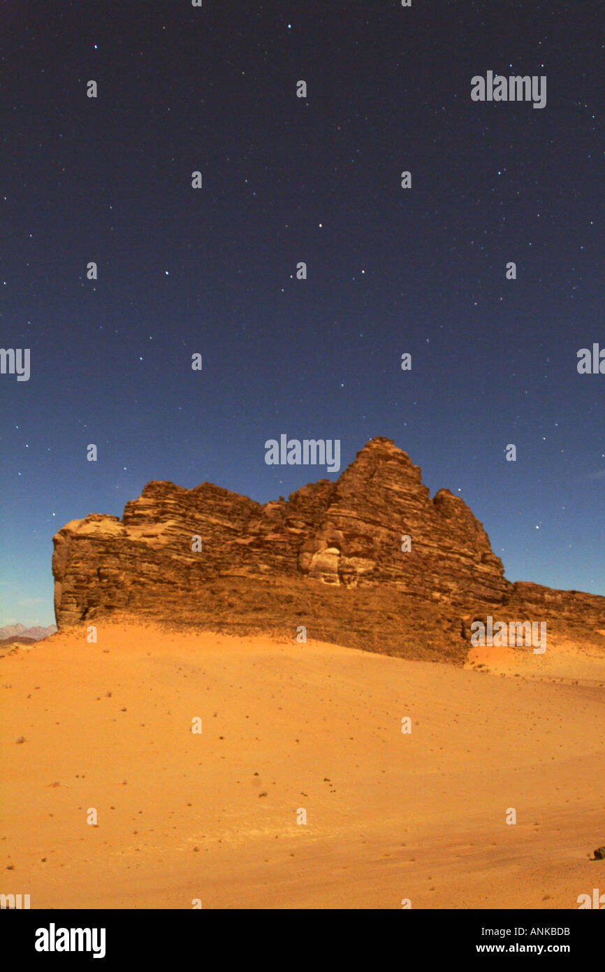 Wadi Rum under full moon Jordan Stock Photo - Alamy
