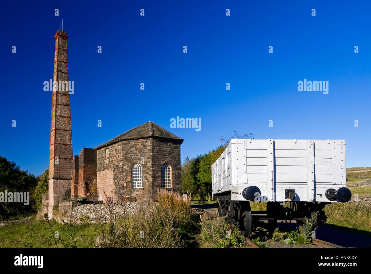 Chimney and steam engine house at Middleton Top on the High Peak Trail ...