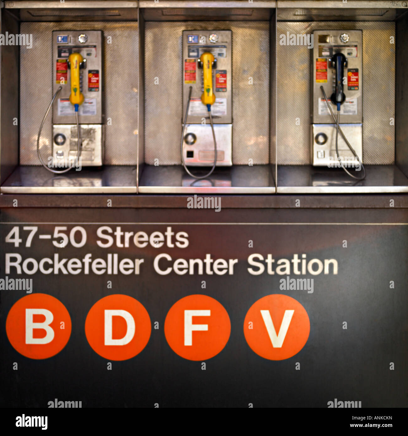 Subway station booth with phones Stock Photo - Alamy