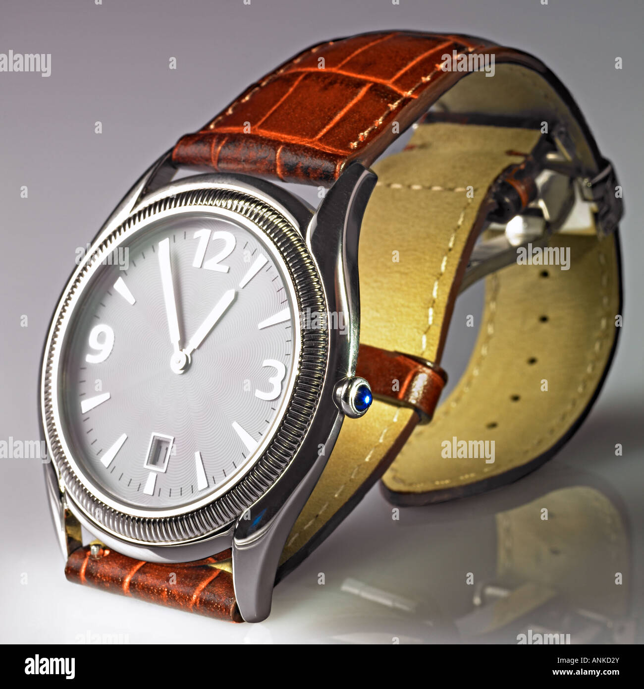 Watches with blue stone head and leather wristlet Stock Photo - Alamy