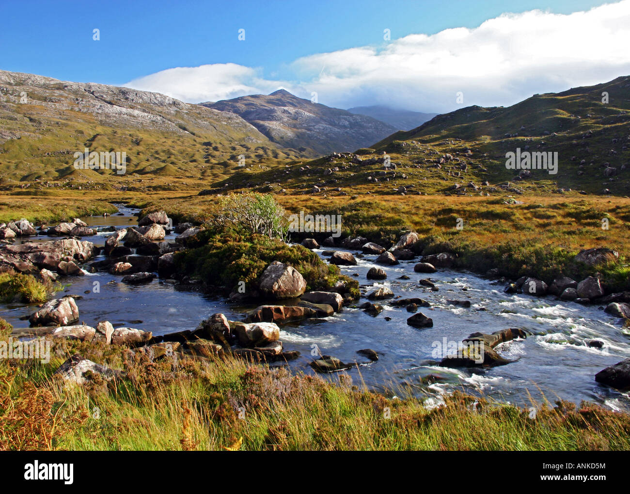 Stream of water passing from Hundred Hills in Scotland,UK Stock Photo ...