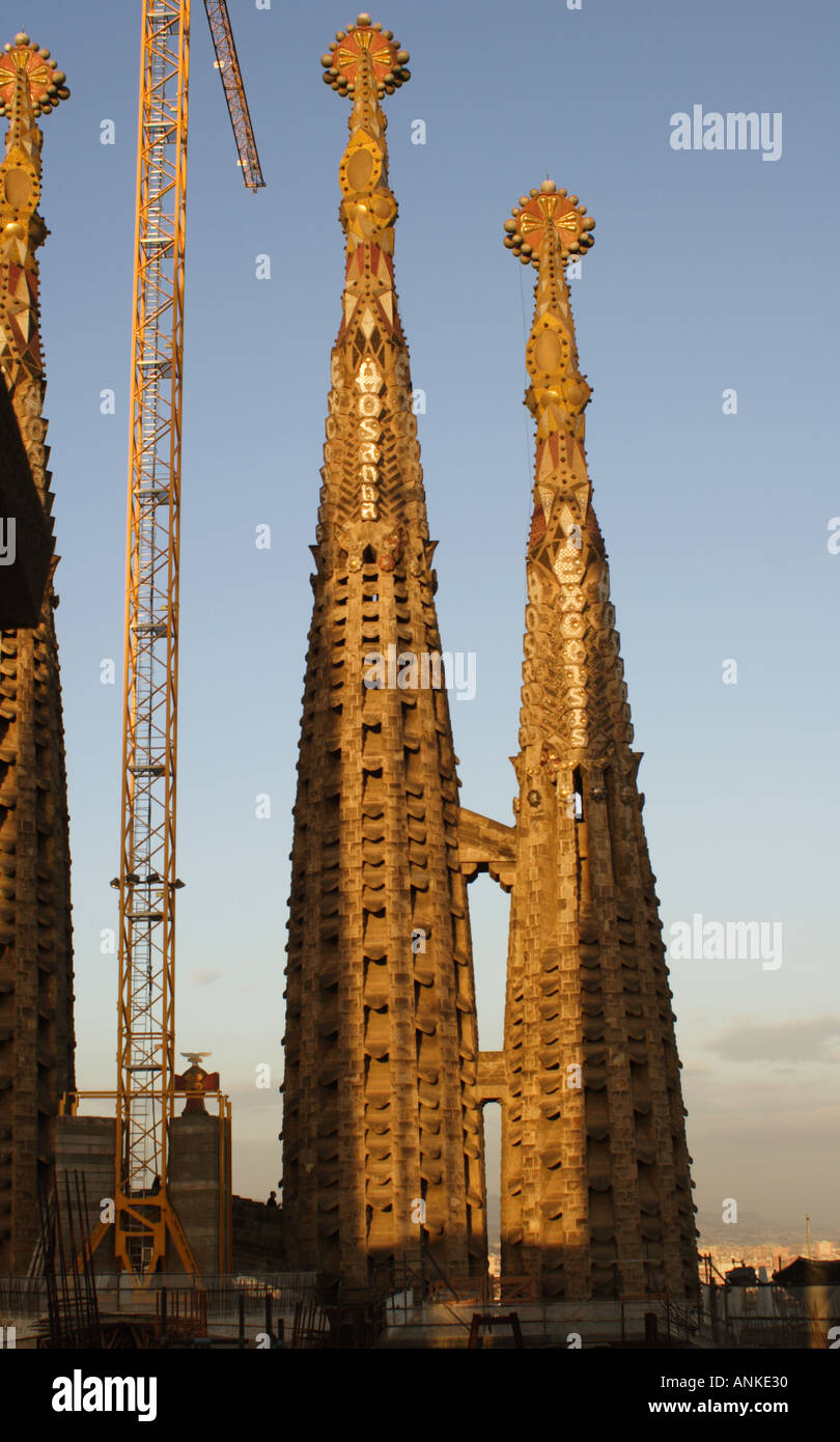 Bell towers Antoni Gaudi Temple de la Sagrada Familia Barcelona Spain ...
