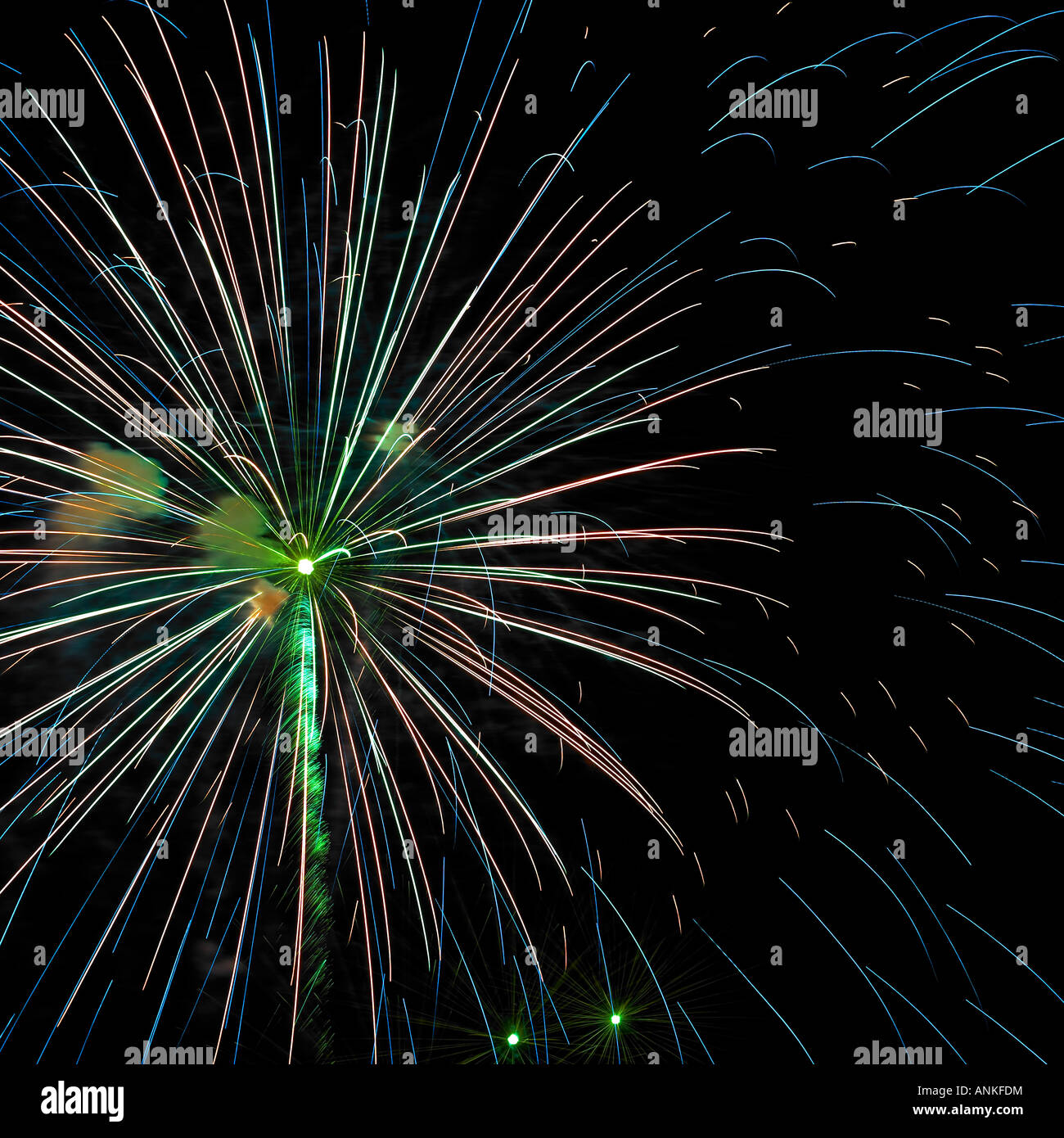 Firework burst-off high at the night sky Stock Photo - Alamy