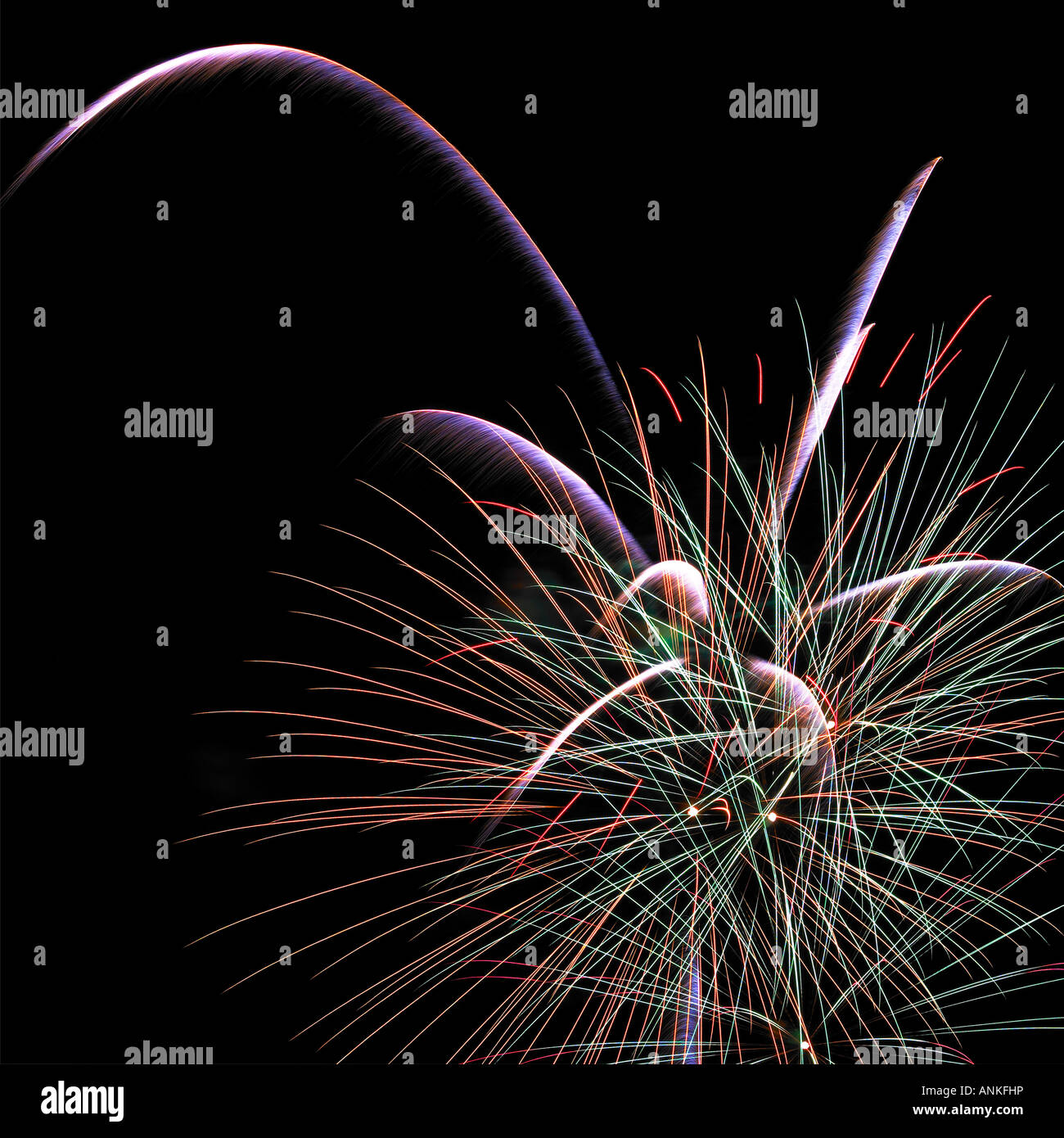 Firework burst-off high at the night sky Stock Photo - Alamy