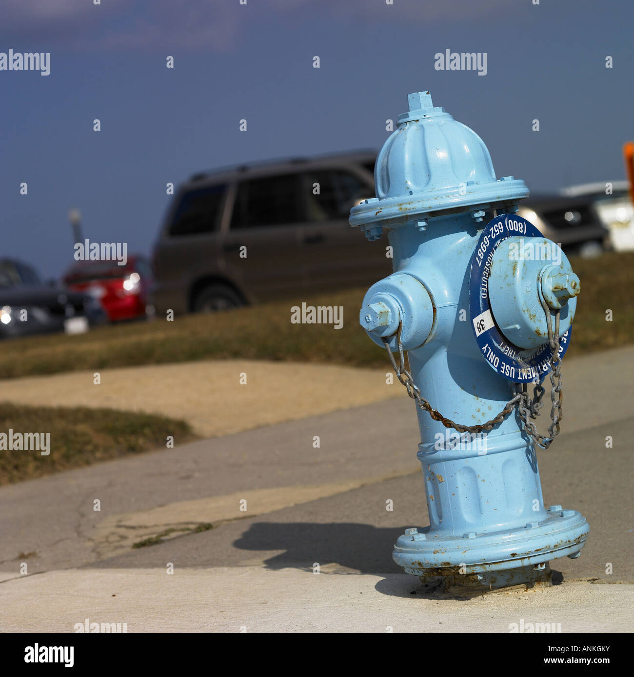 Blue fire hydrant Stock Photo - Alamy