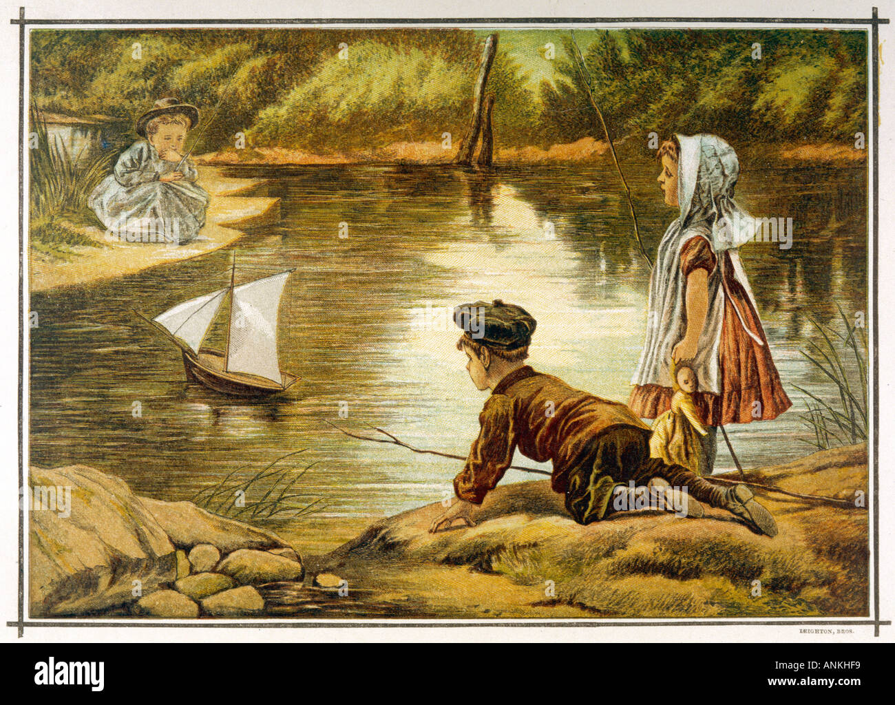 Boy And Toy Boat Stock Photo - Alamy