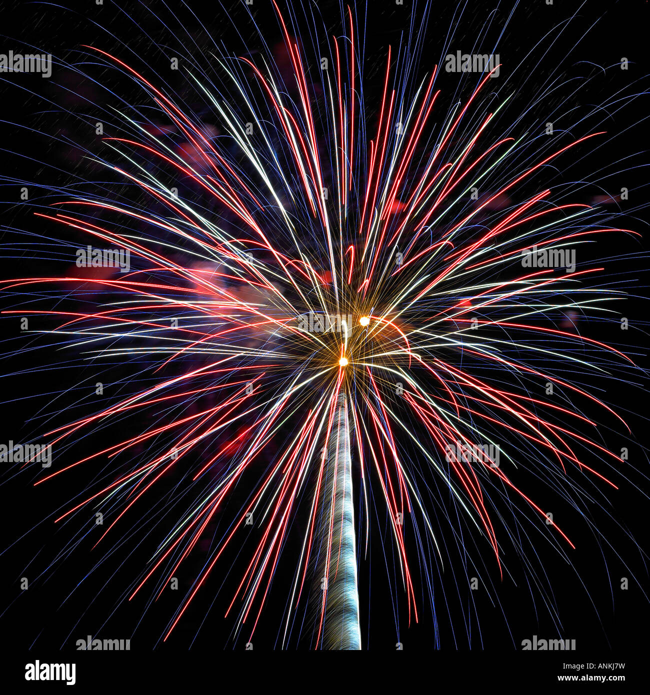 Firework burst-off high at the night sky Stock Photo - Alamy