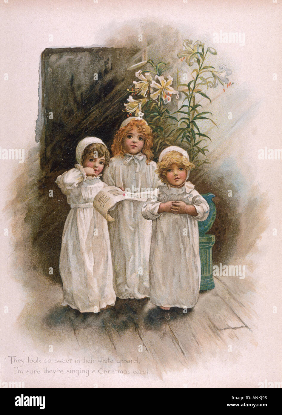 Carol Singing Girls Stock Photo - Alamy
