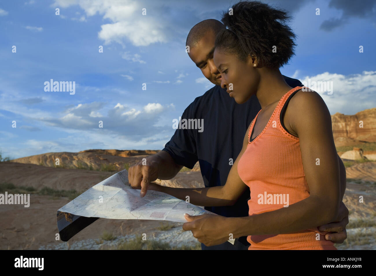 Two people looking over a map hi-res stock photography and images - Alamy