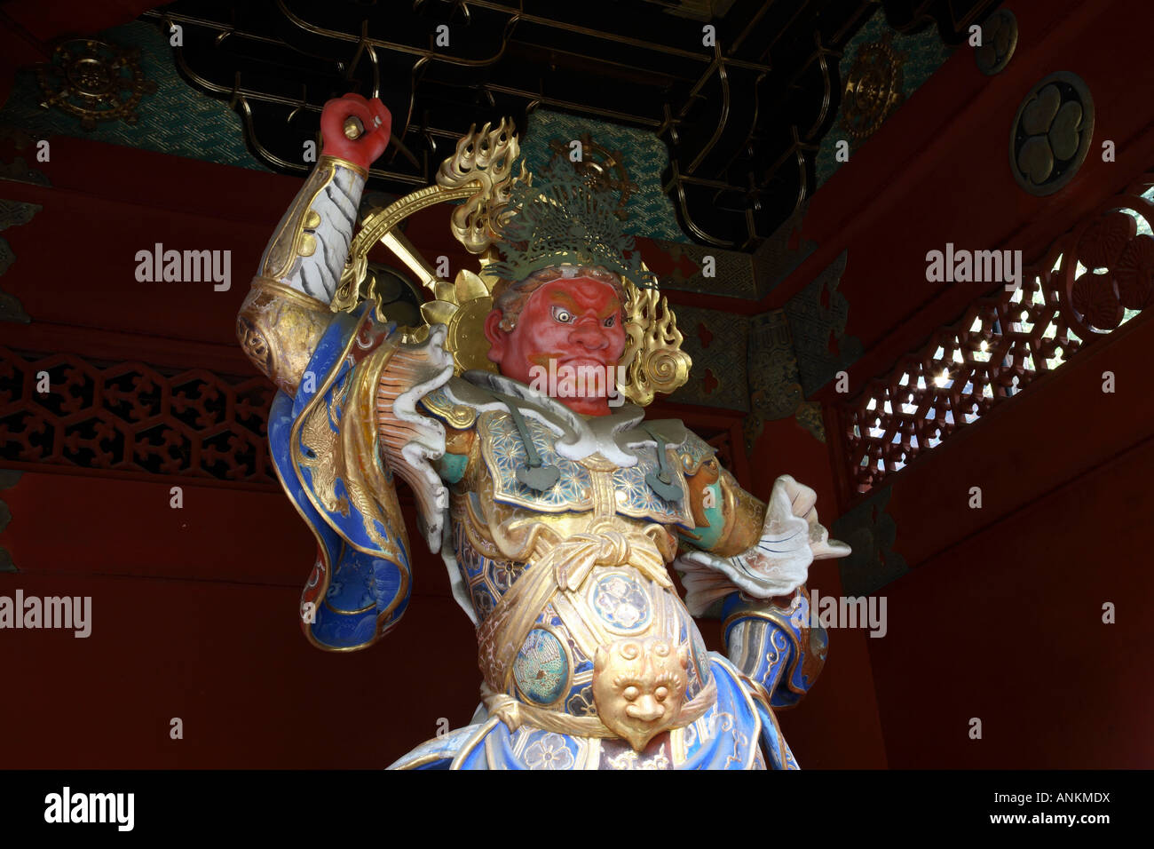 Carving of the God in the Nitenmon Gate of Taiyu in Shrine, Nikko ...