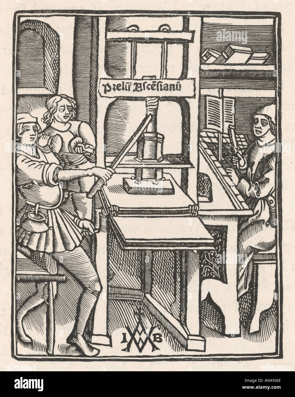 Press Of Jodocus Badius Stock Photo - Alamy